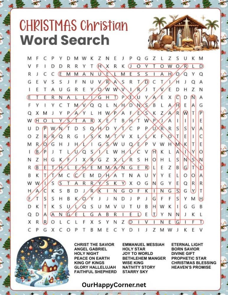 Christmas Word Search - Our Happy Corner
